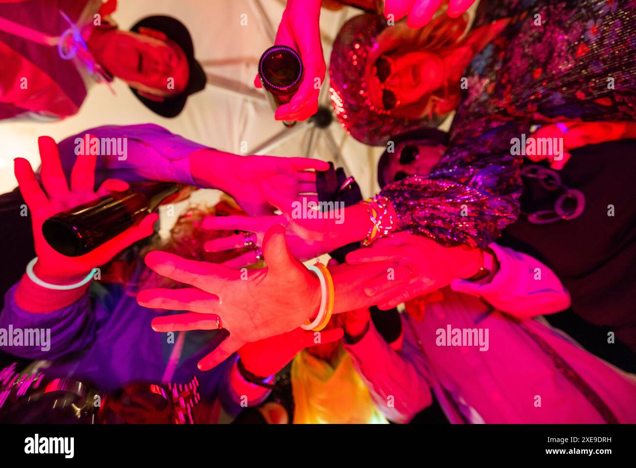 Dynamic Party Scene with Energetic Toast Stock Photo - Alamy