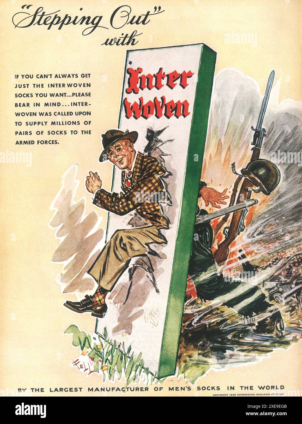 1945 WW2 InterWoven Socks ad - Armed Forces "Stepping Out Stock Photo ...