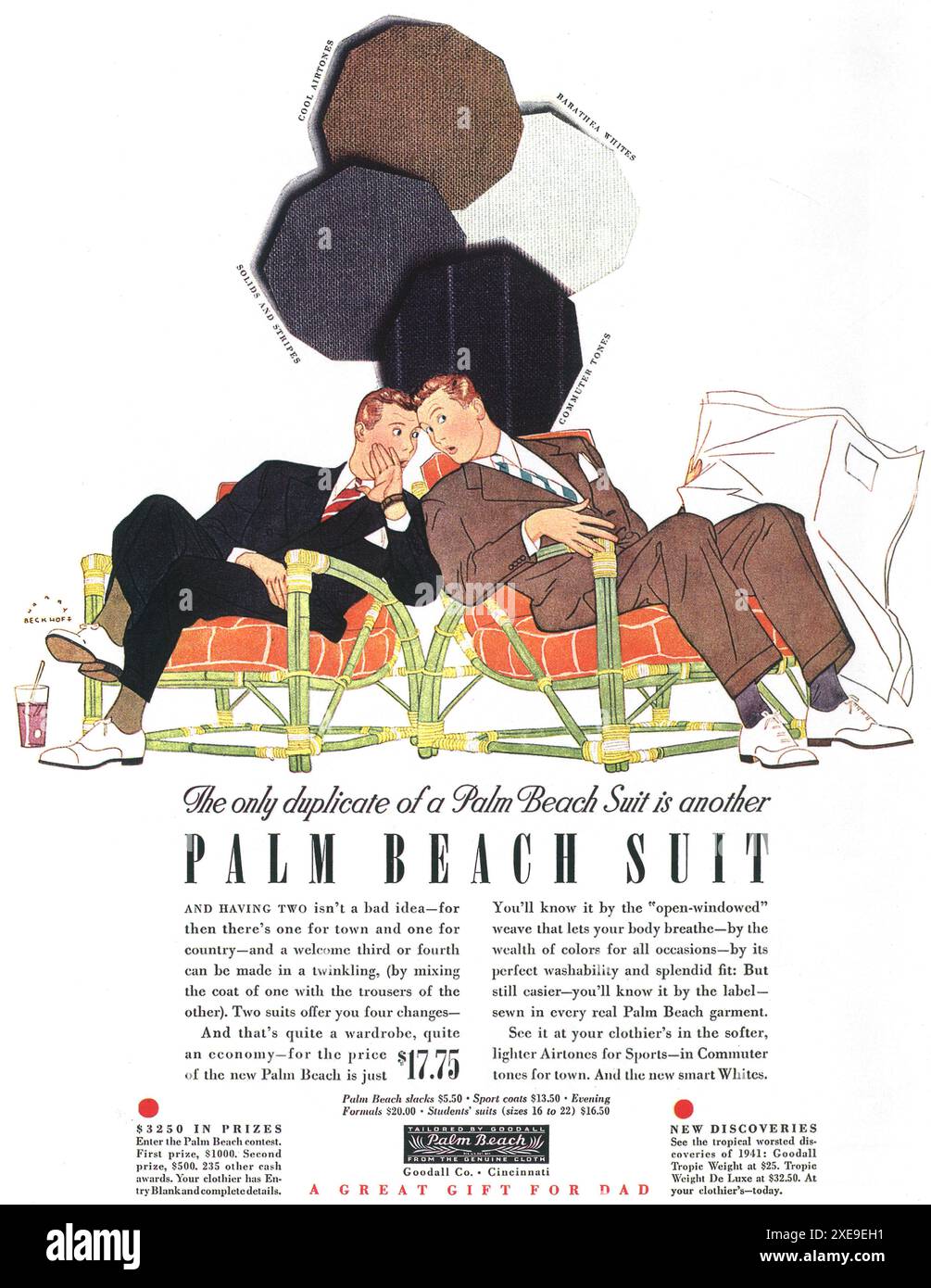 1941 Palm Beach Suit Ad with illustration by Harry Beckhoff Stock Photo ...