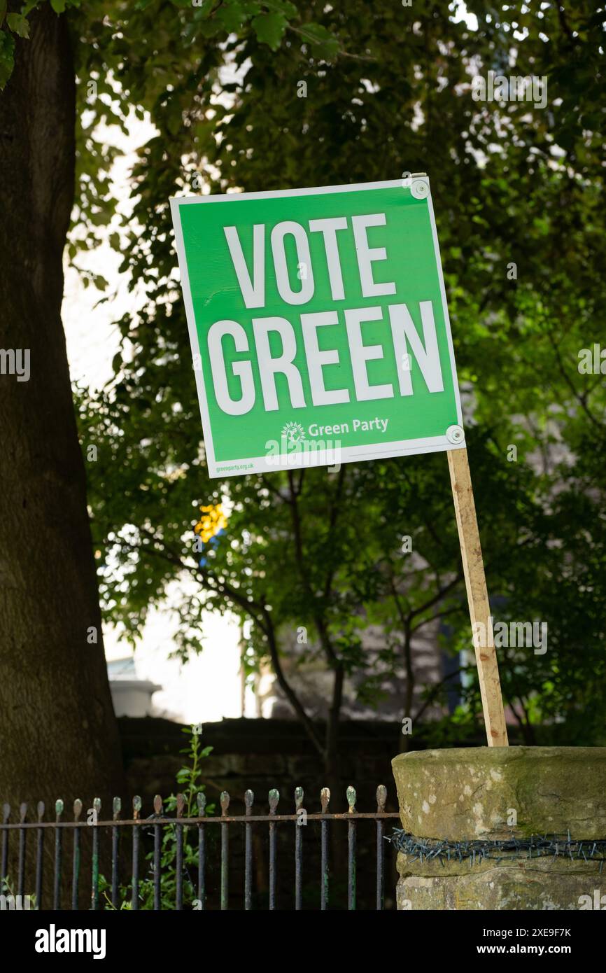 Vote Green Green Party sign in England, UK, during the 2024 General ...