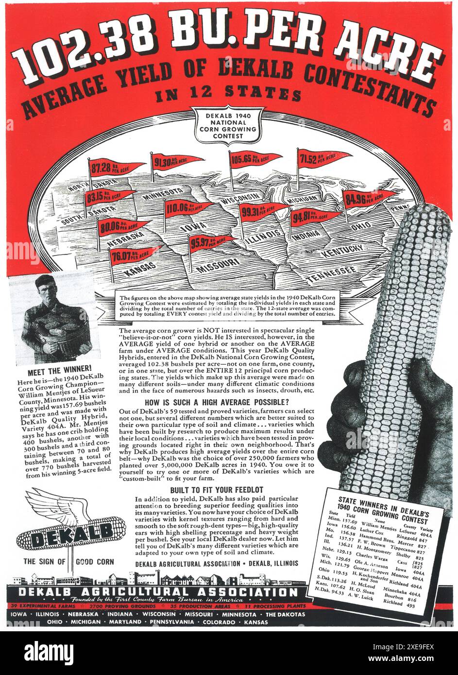 1940 DEKALB Corn Growing Contest Ad Stock Photo - Alamy