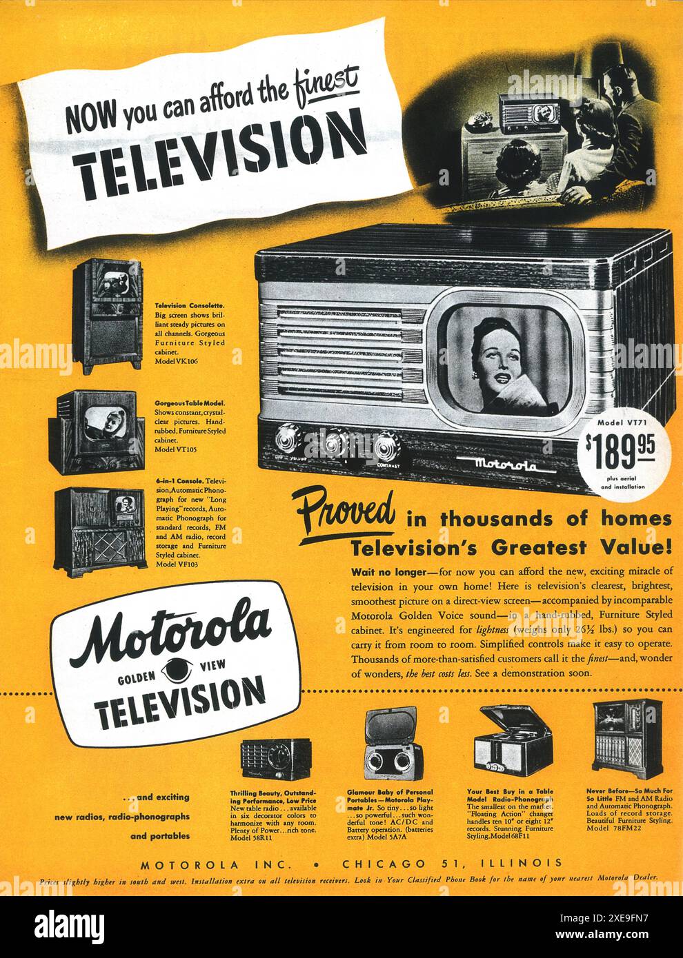 1948 Motorola television ad Stock Photo - Alamy