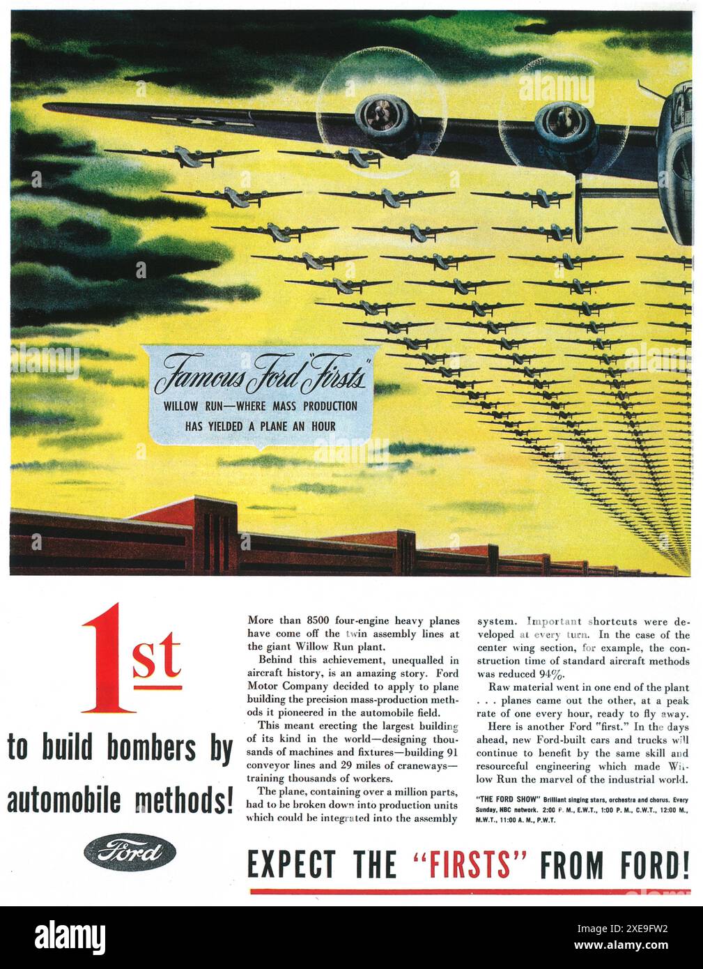 1945 WW2 Ford engines ad - Ford "Firsts" - four-engine heavy bomber ...