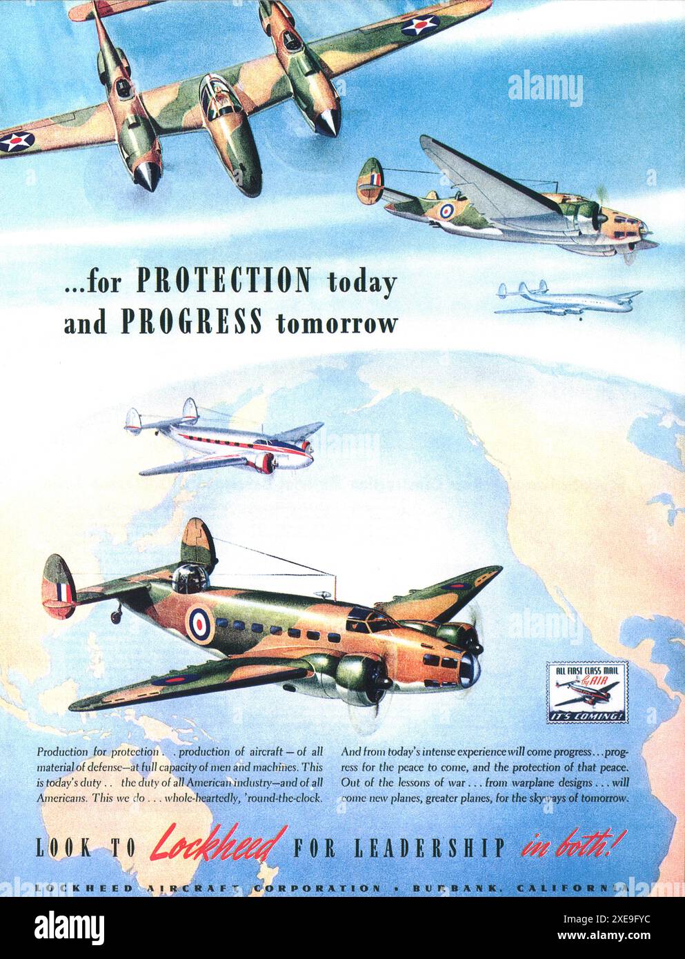 1942 WW2 Lockheed A-29 Hudson P-38 Lightning Heavy fighter aircraft ad ...