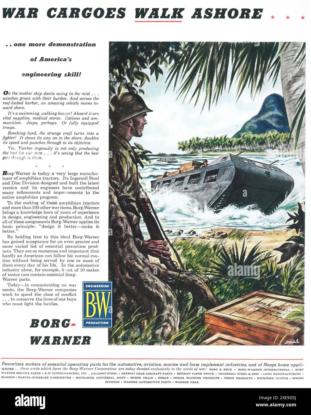 1944 WW2 Borg-Warner ad Ingersoll Steel and Disc - Amphibian tractors ...
