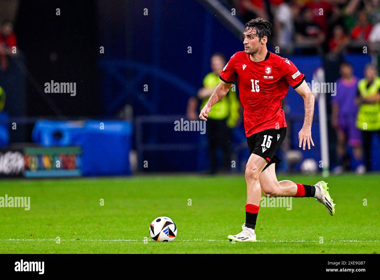 GELSENKIRCHEN, GERMANY - JUNE 26: Giorgi Gvelesiani of Georgia runs ...
