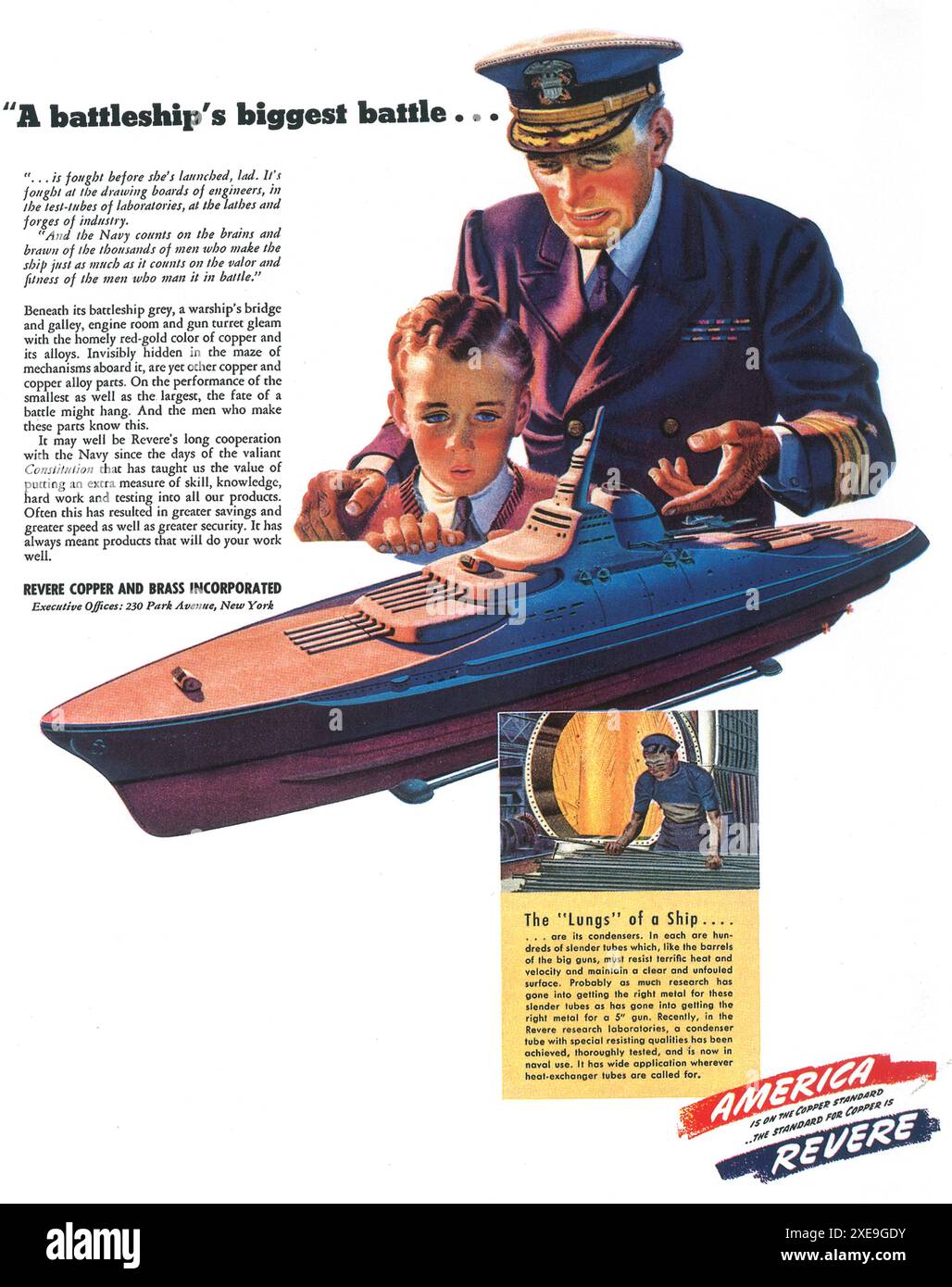 1941 Revere Copper Brass Battleship Ad Stock Photo - Alamy
