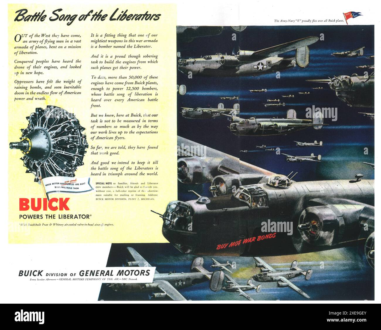 1944 WW2 Buick Liberator Bombers Ad - World War II Bombers Stock Photo ...