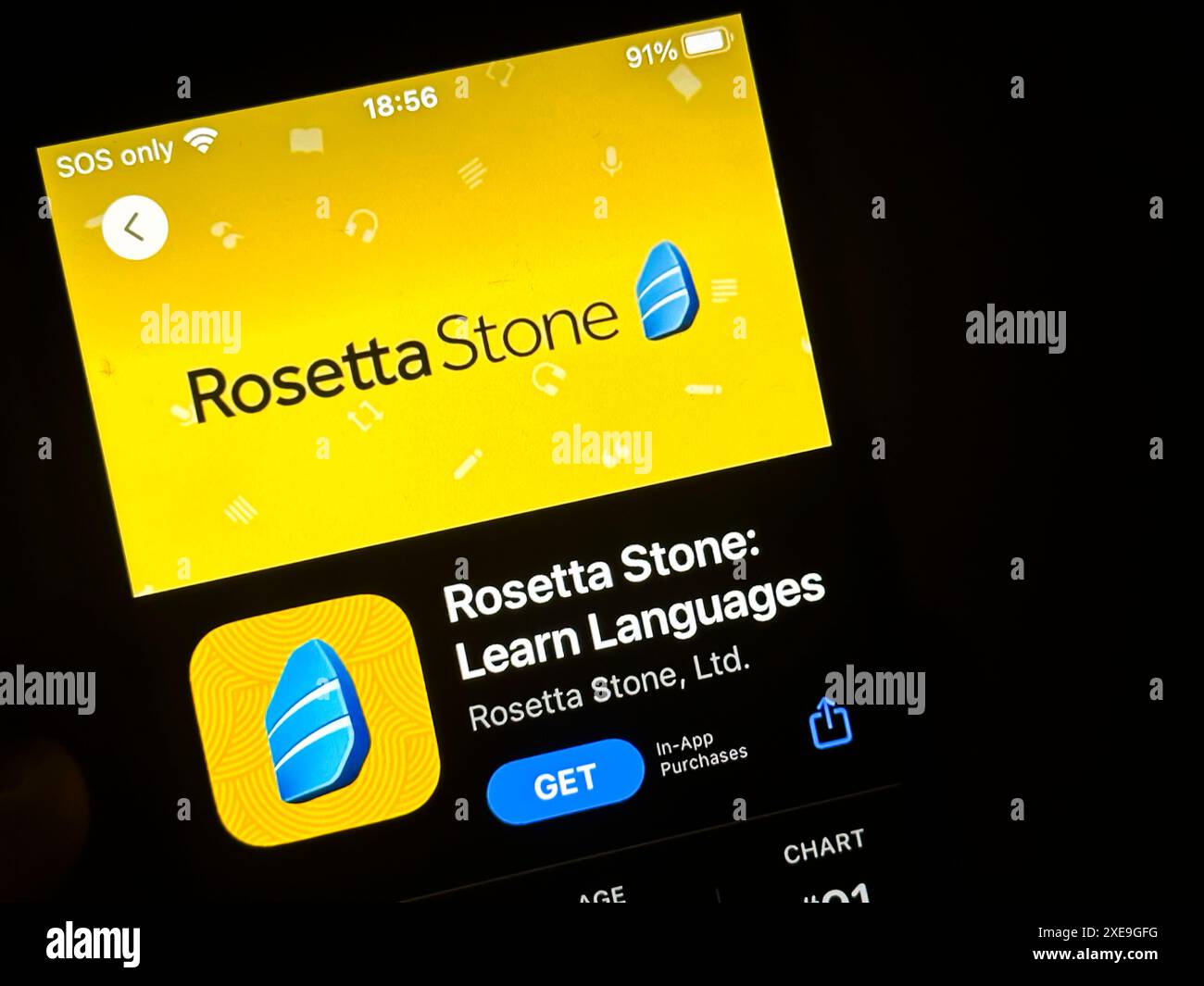 Cupertino, California, USA. 24th June, 2024. A user viewing the Rosetta Stone app in the iOS ...