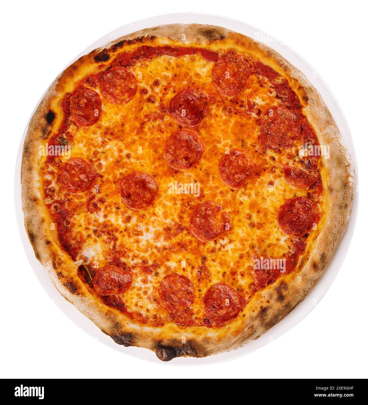 Top view of hot pepperoni pizza Stock Photo - Alamy