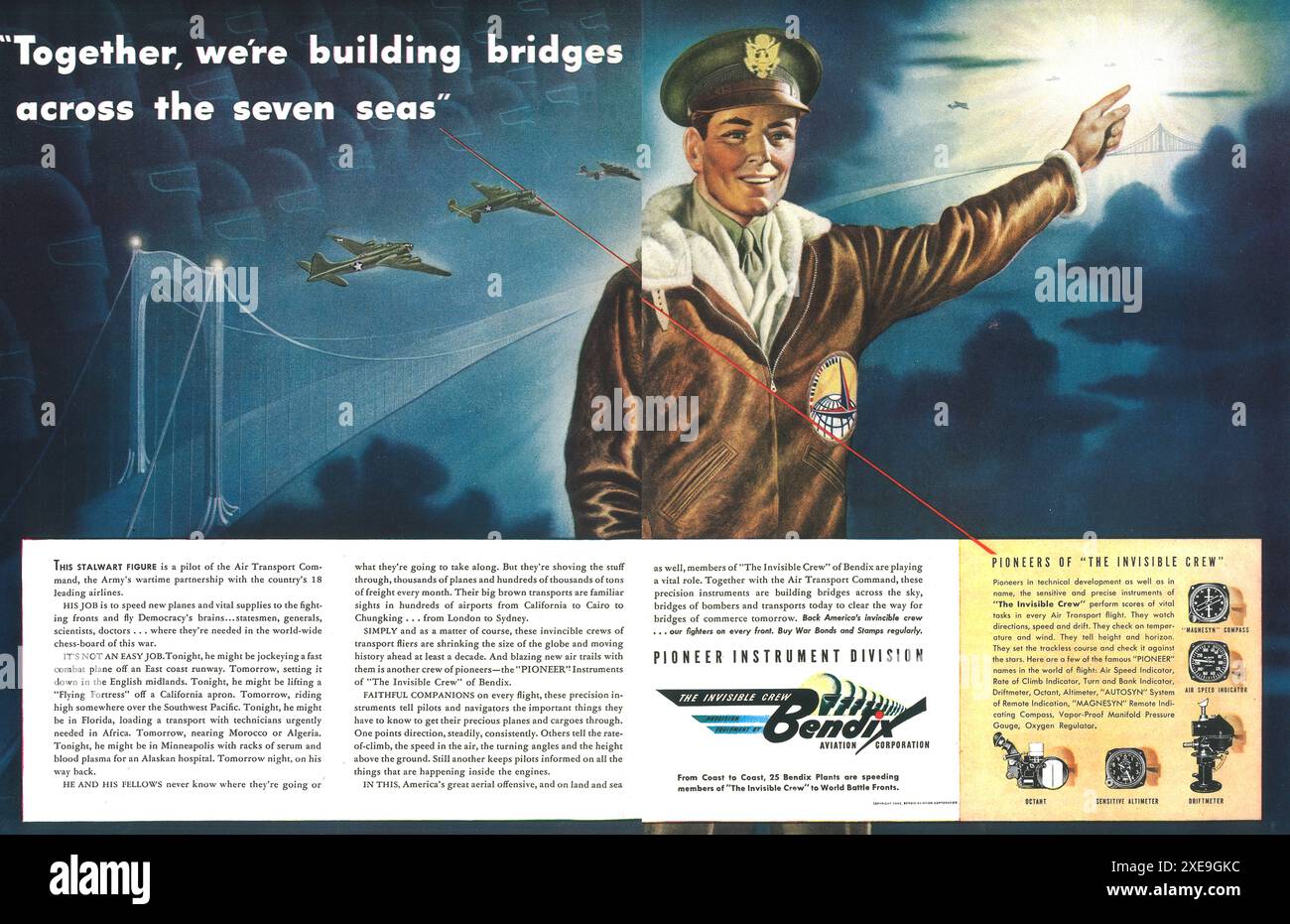 1943 Bendix Instrument Division ad - "Invisible crew" - Speed indicator ...