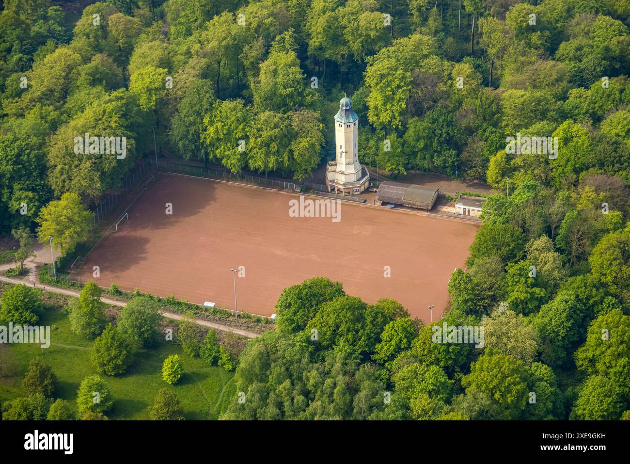 Soccer field sports field am volkspark with kaiser wilhelm tower hi-res ...