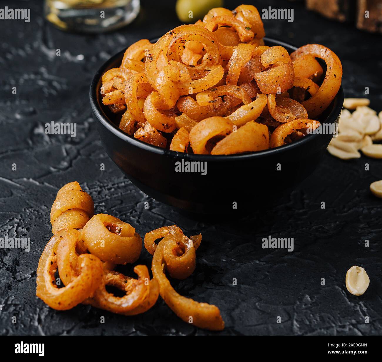 Pork ear snack in the bowl close up Stock Photo - Alamy