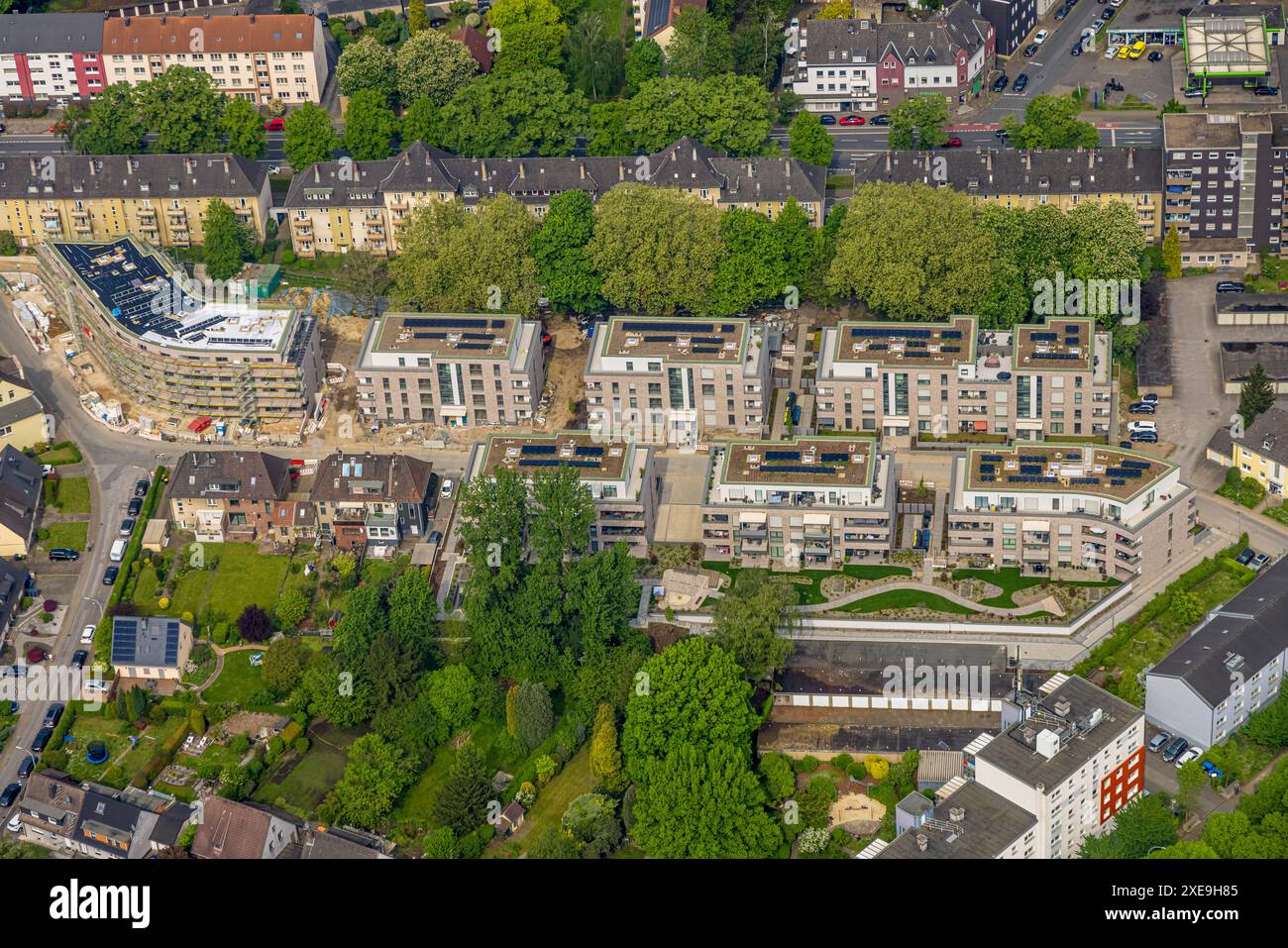 Aerial view, construction site with new housing estate Am Westbach ...
