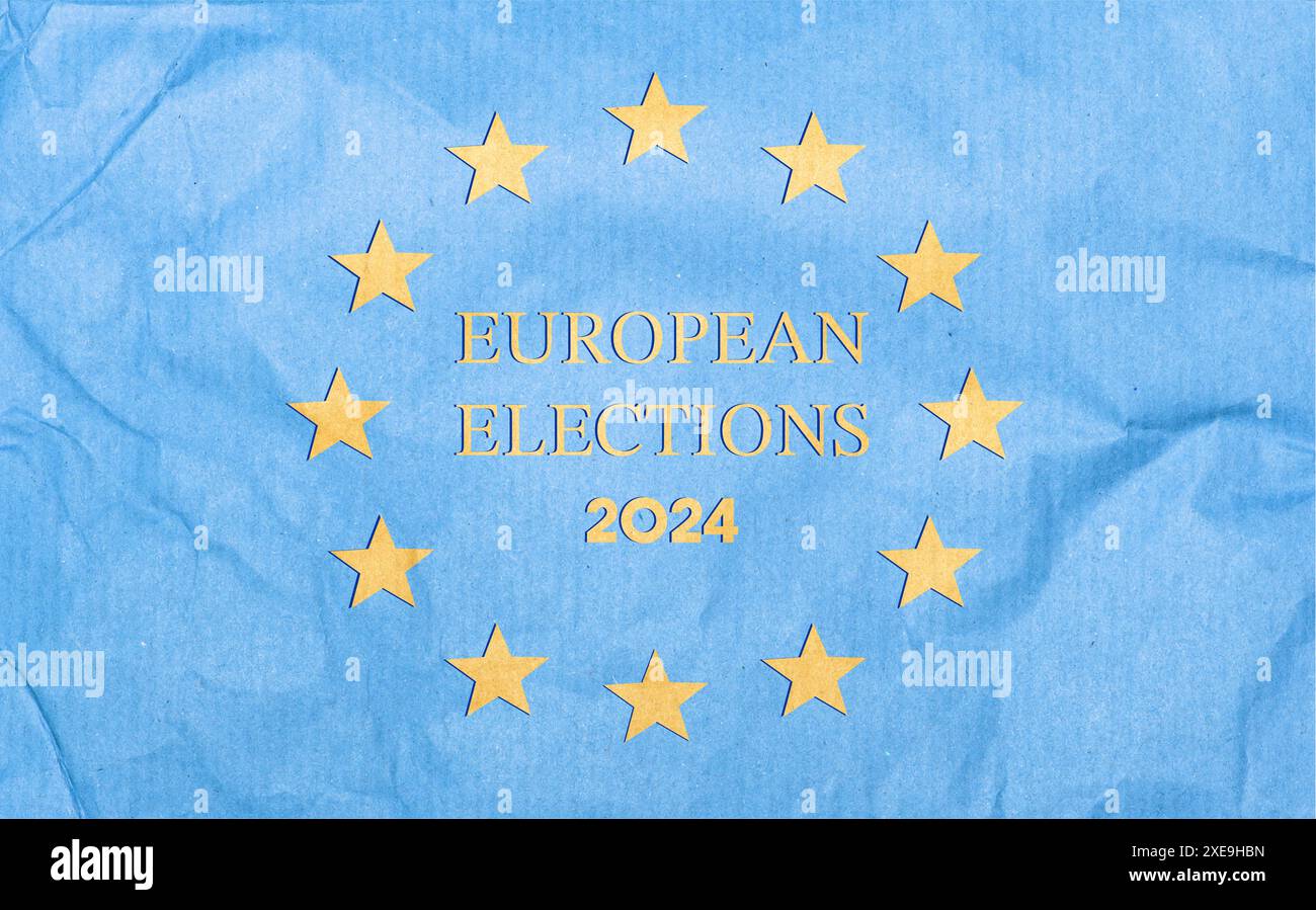 European Elections 2024 Text in silhouette - paper cut out style ...