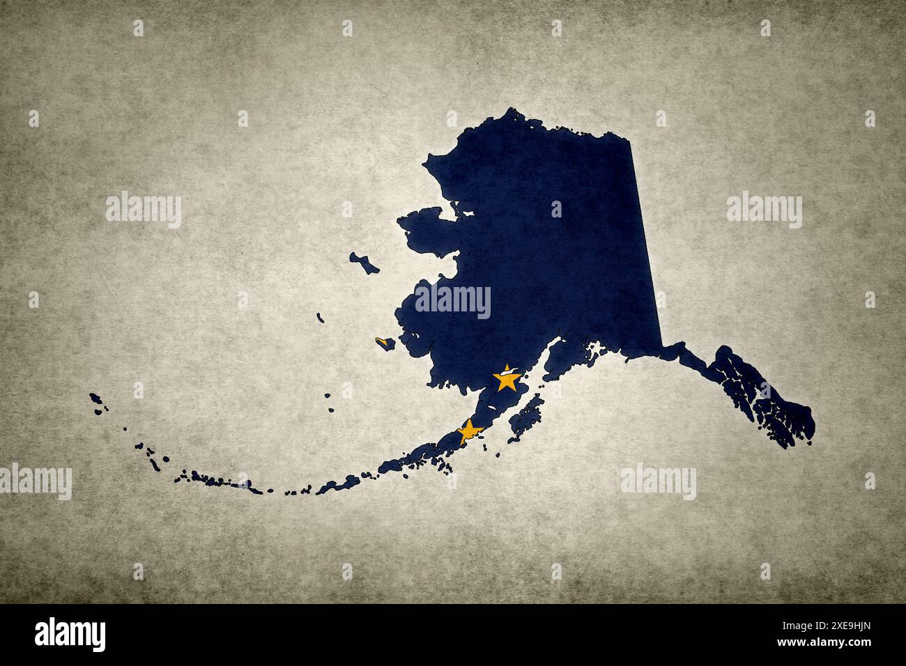 Grunge map of the state of Alaska (USA) with its flag printed within ...
