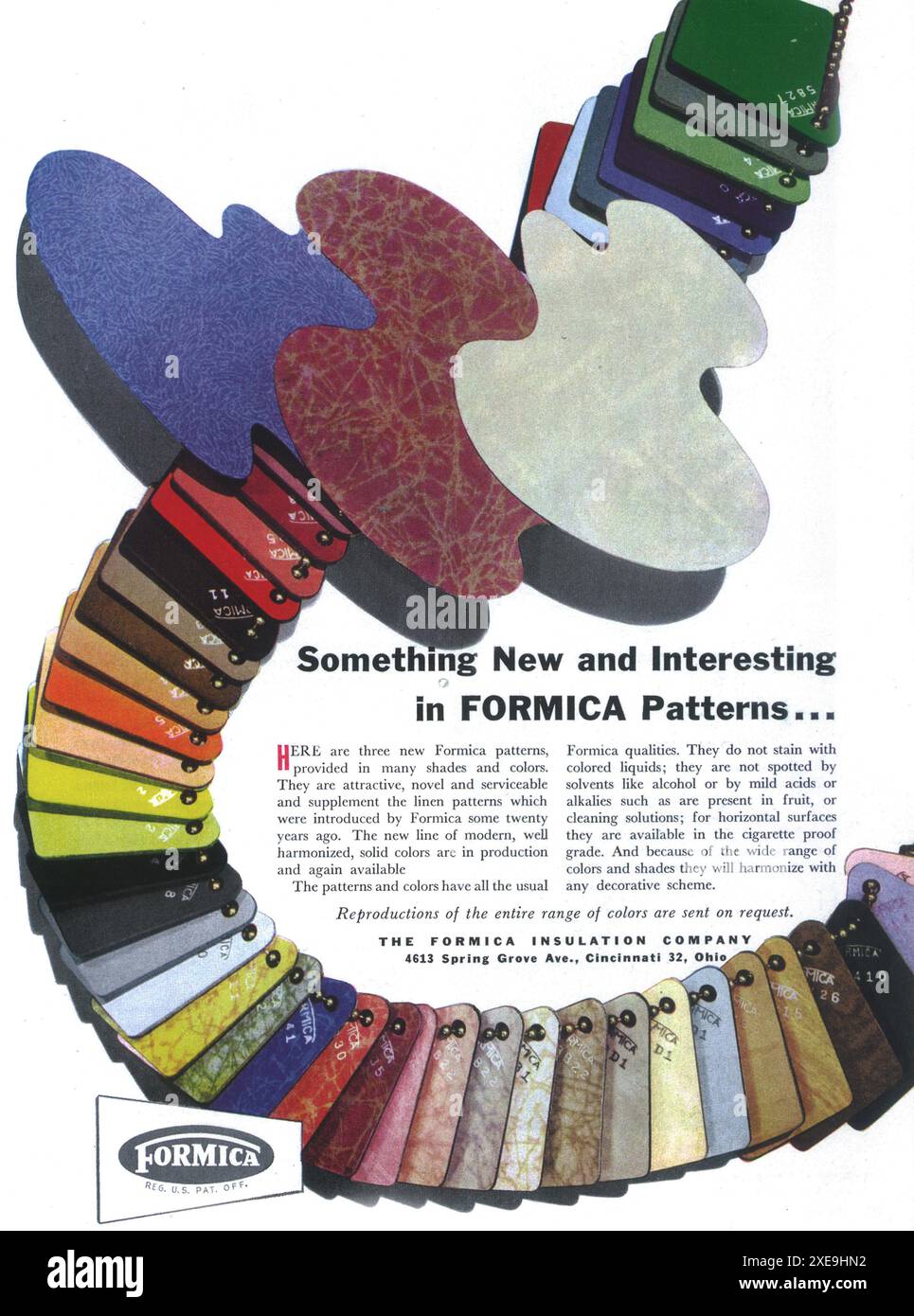 1947 Formica decorative laminate ad - Colors Stock Photo - Alamy