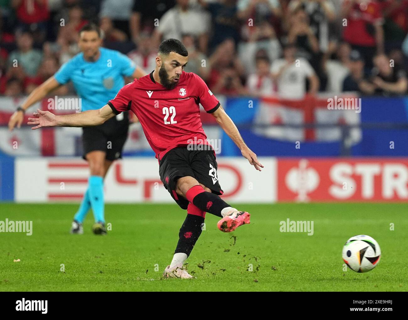 Georgia's Georges Mikautadze scores their side's second goal of the ...