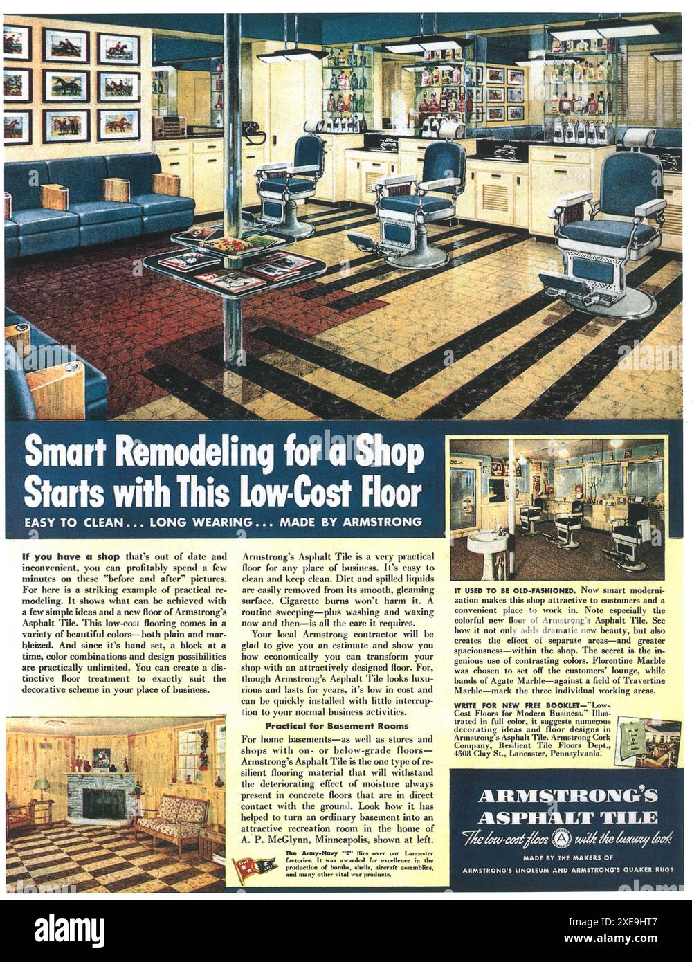 1945 Armstrong tile ad Stock Photo - Alamy