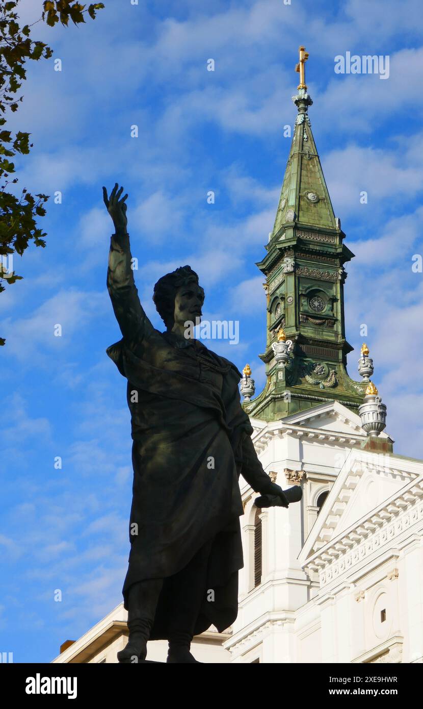 Assumption Cathedral and PetÅ‘fi SÃ¡ndor Monument in Budapest, Hungary ...