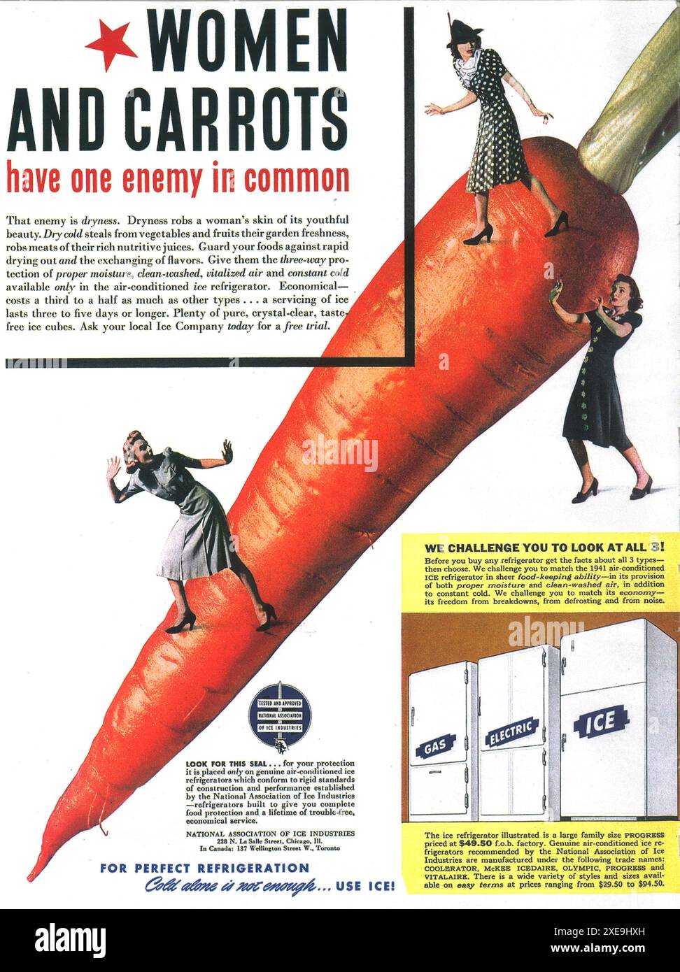1941 National Association of Ice Industries ad - 'Women and carrots ...