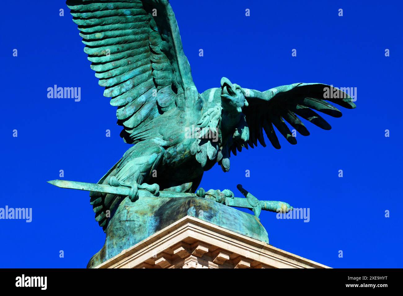 Sculpture of the Turul bird on the Savoy Terrace, Budapest Stock Photo ...