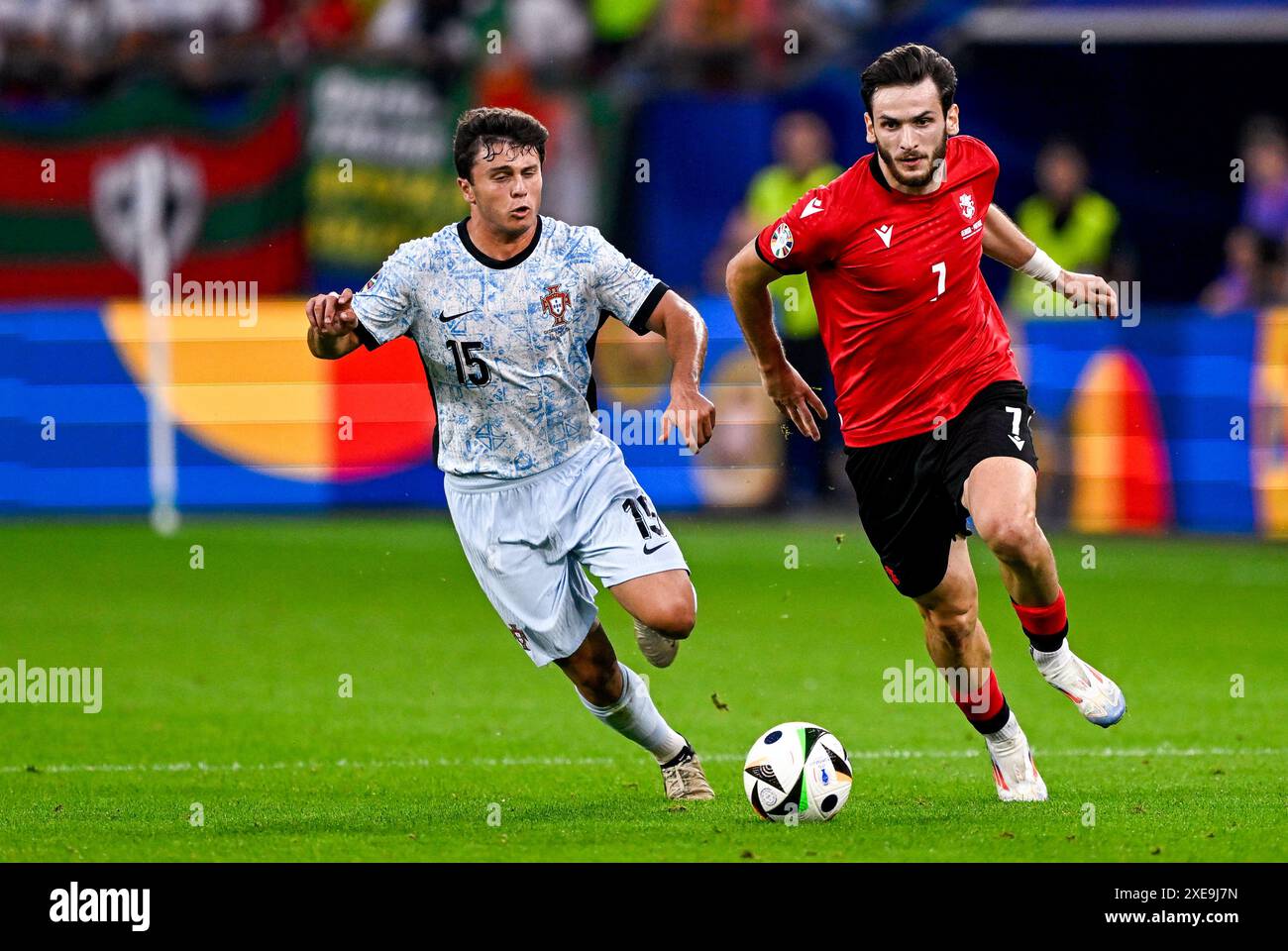 GELSENKIRCHEN, GERMANY - JUNE 26: Joao Neves of Portugal battles for ...