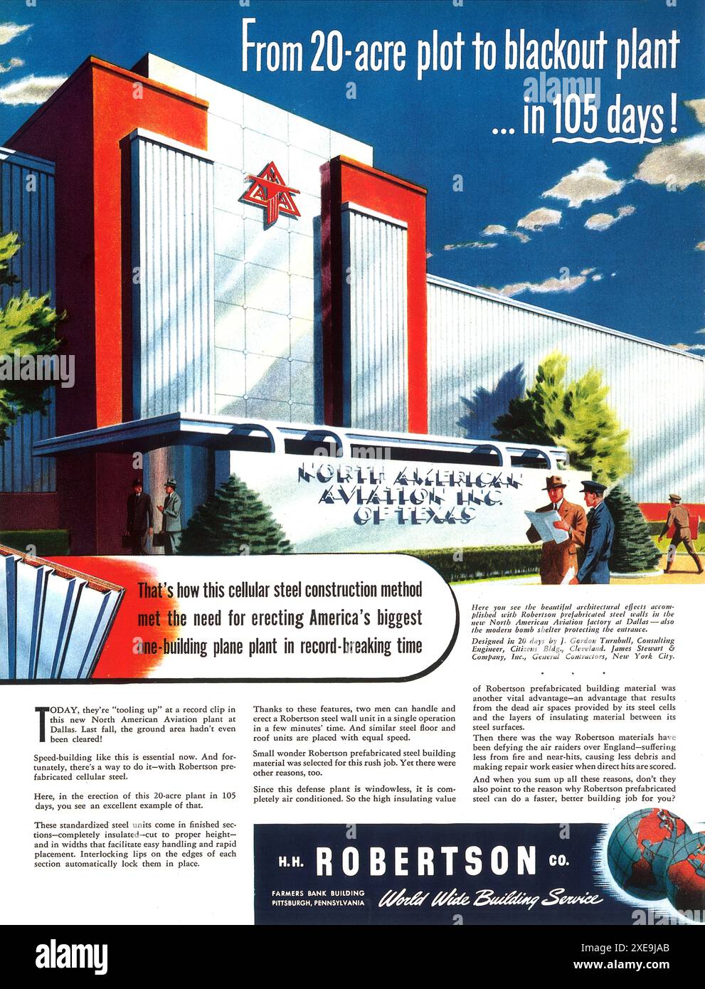 1946 Robertson Steel Construction Ad- North American Aviation Factory ...