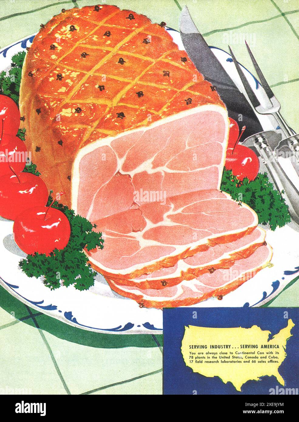 1940s Continental Can Ham ad Stock Photo - Alamy