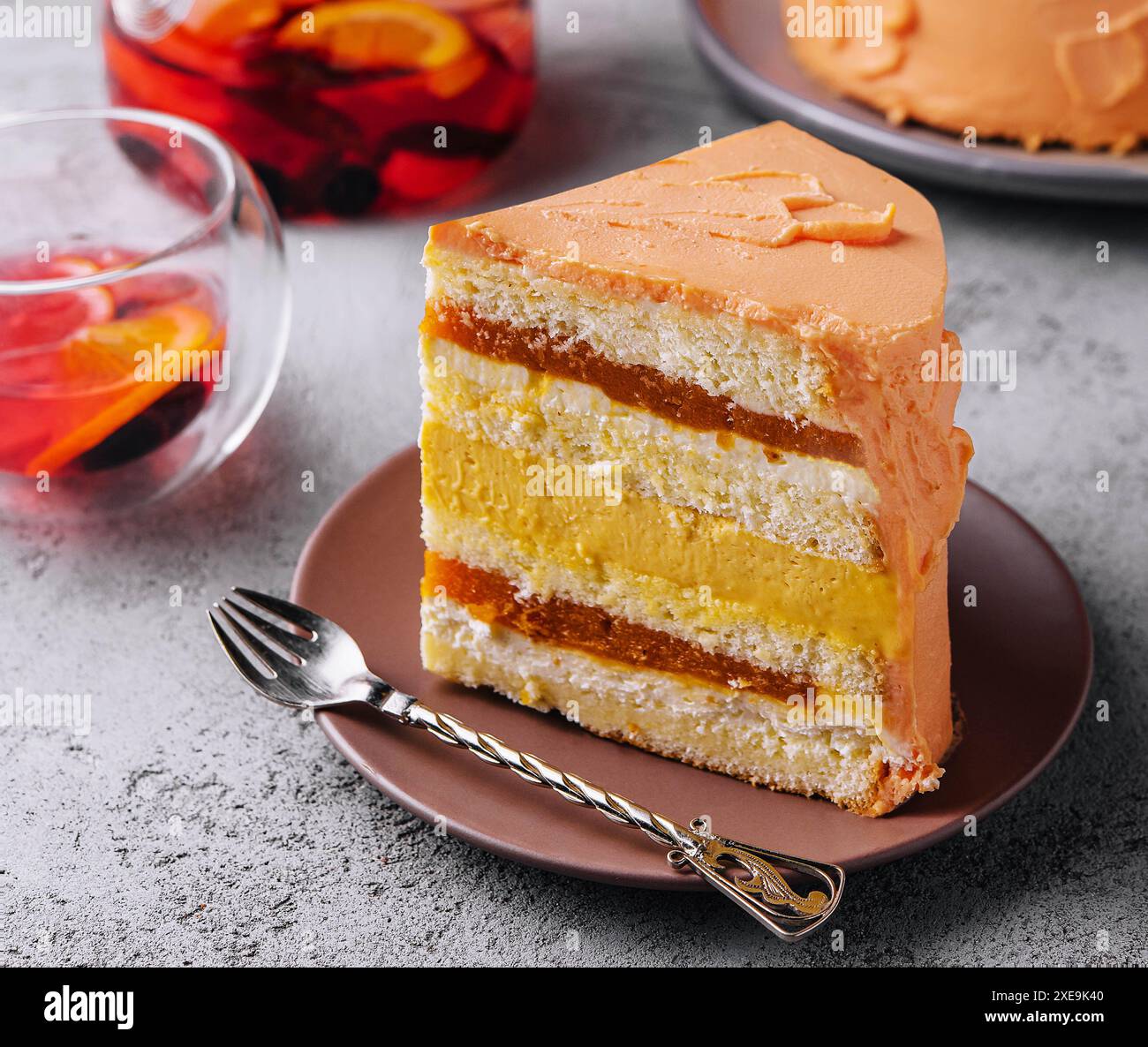Delicious mango and passion fruit mousse cake Stock Photo - Alamy