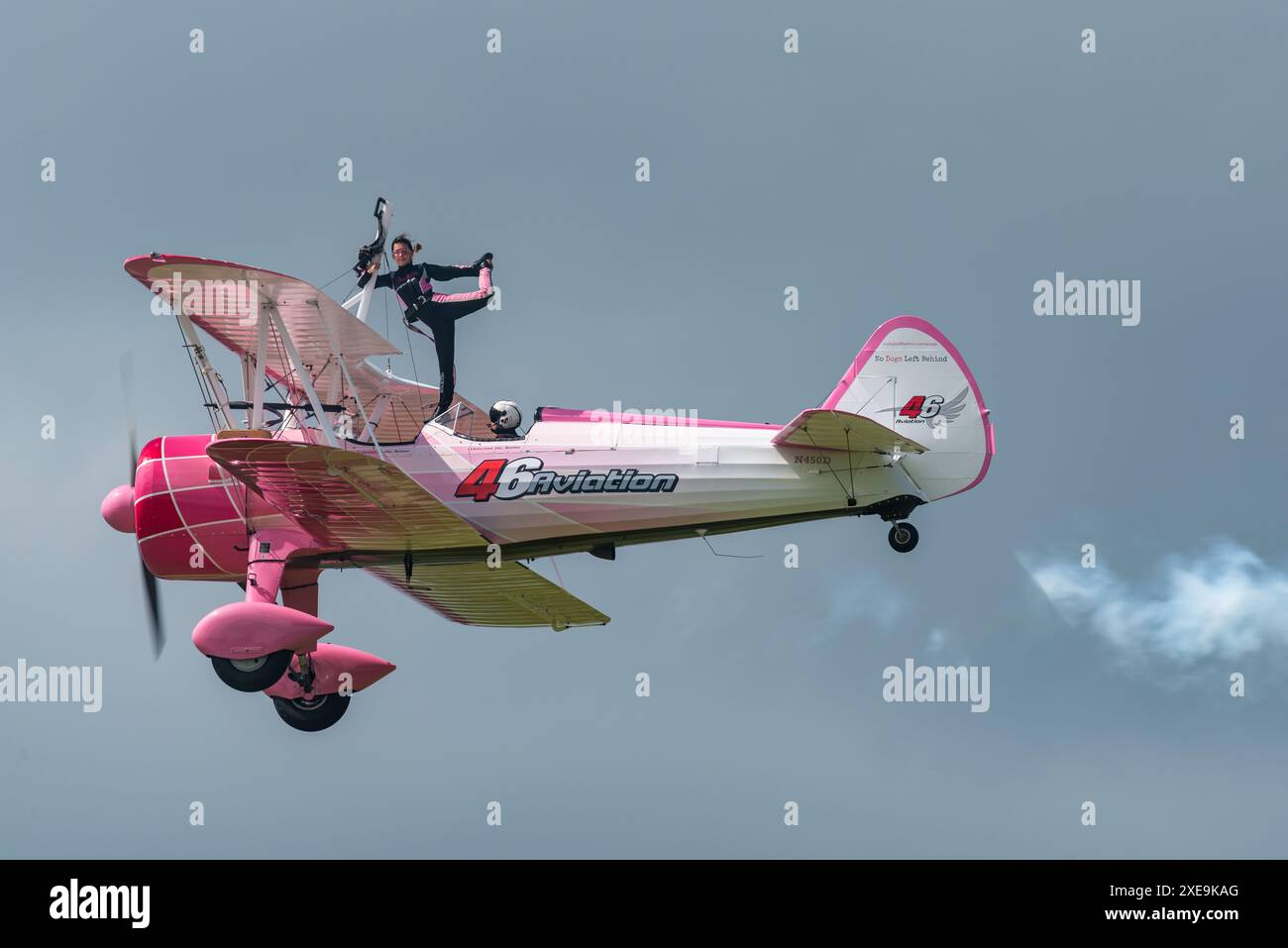46 Aviation Boeing Stearman biplane Wing-walking display at the Sywell ...