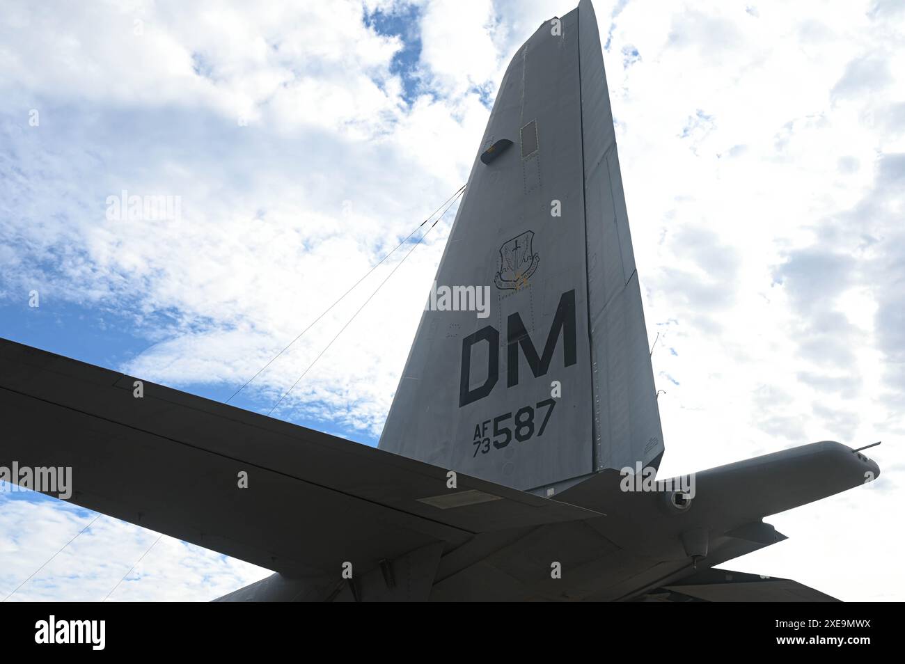 An EC-130H Compass Call aircraft is placed at its static display ...