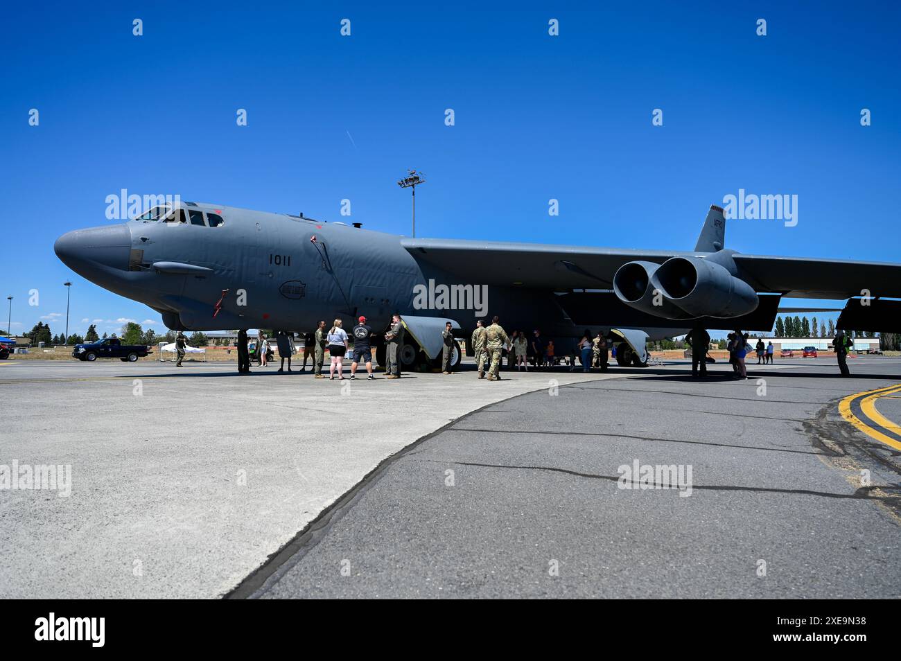 A B-52 Stratofortress sits on the flight line during the Fairchild Air ...