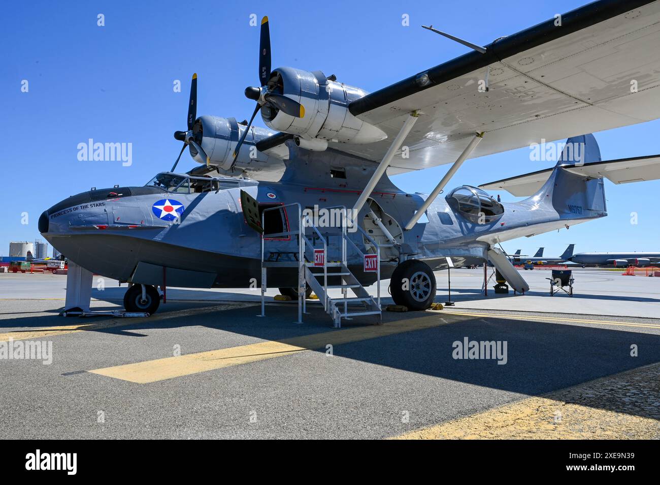 A PBY-5A Catalina sits on the flight line during the Fairchild Air ...