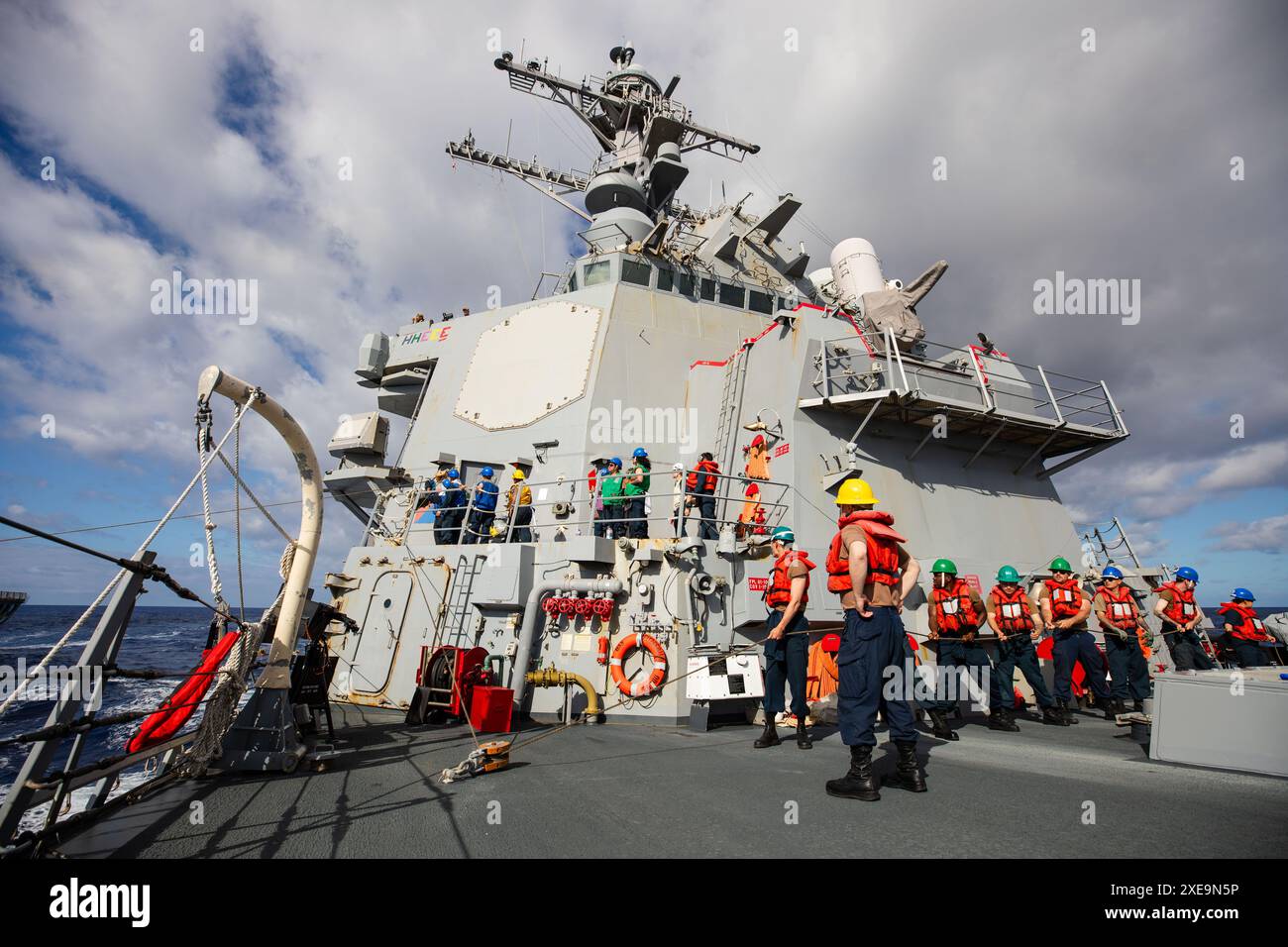Pacific Ocean (June 25, 2024) Sailors aboard the Arleigh Burke-class ...