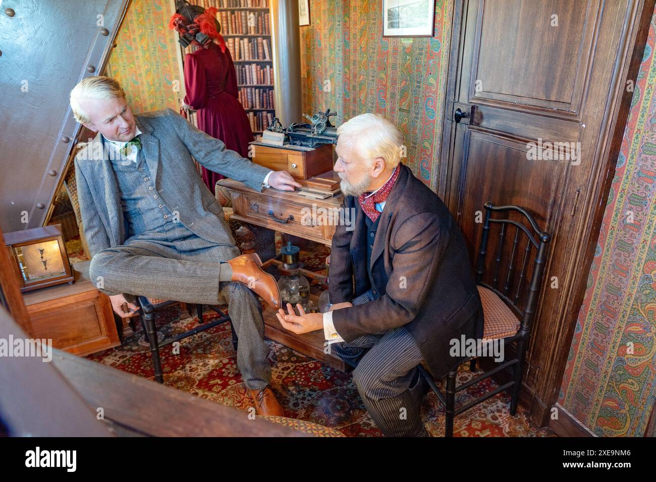 Thomas edison and gustave eiffel depicted in wax figure in office ...