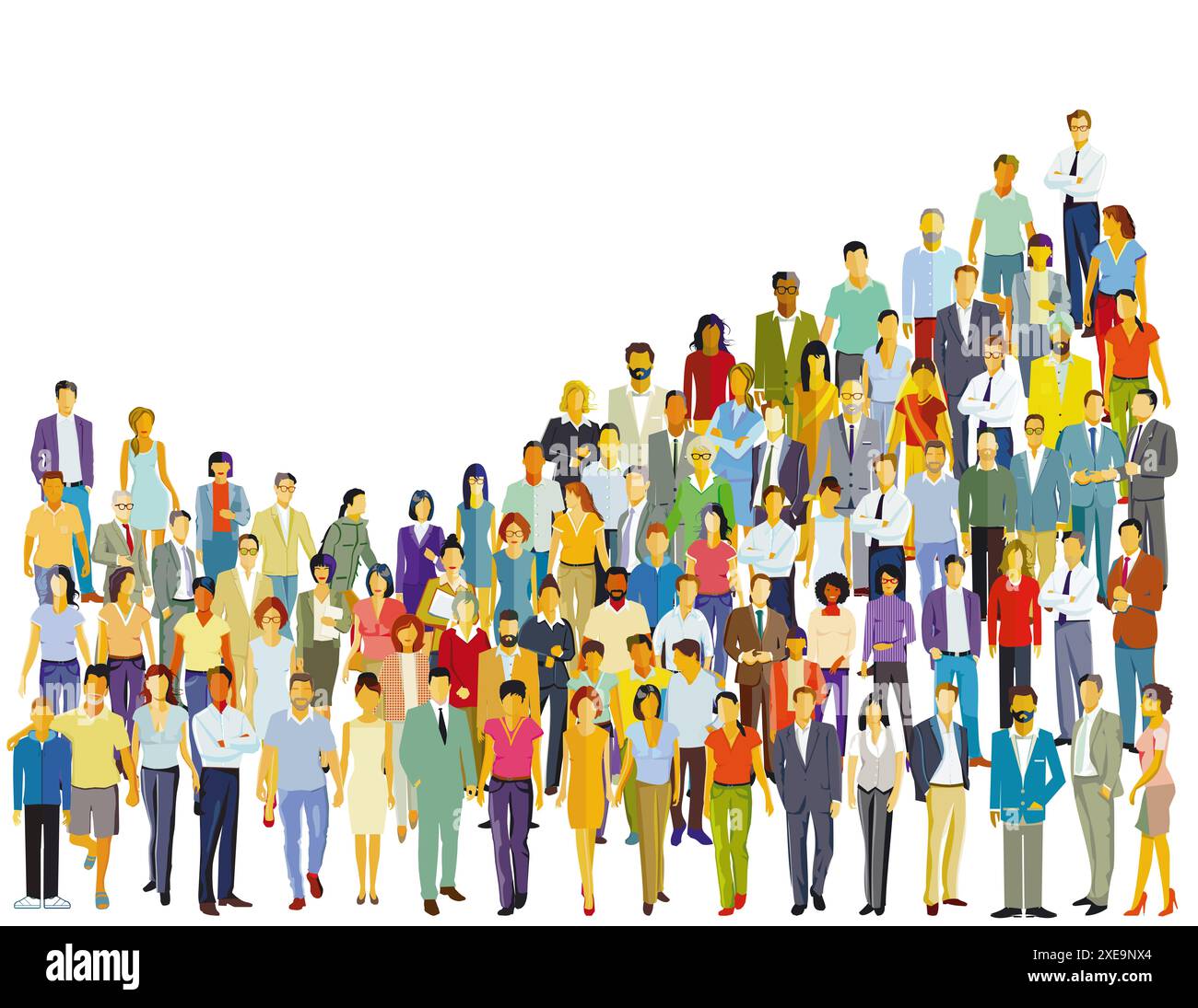 A large group of people together, isolated on white background ...