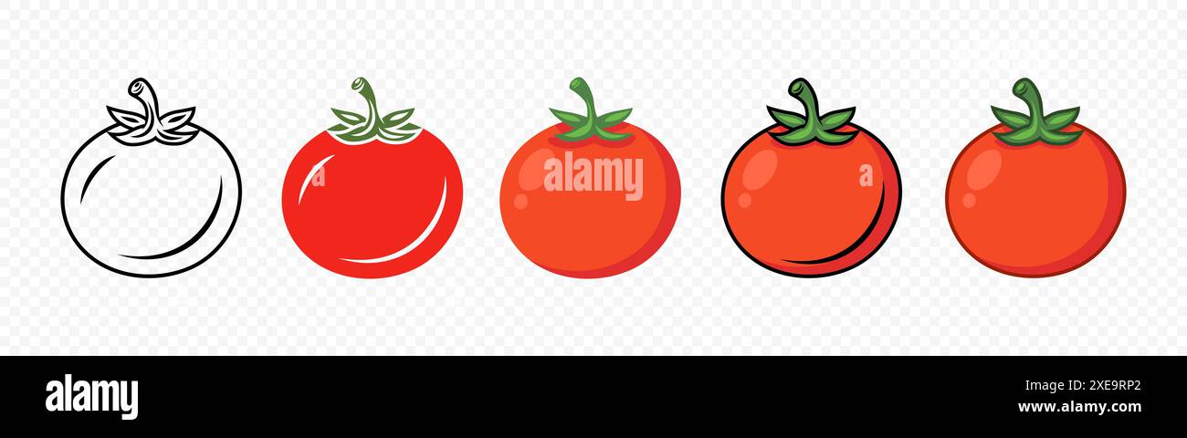 Flat Vector Fresh Tomato Icon Set Isolated. Whole Tomato Design ...