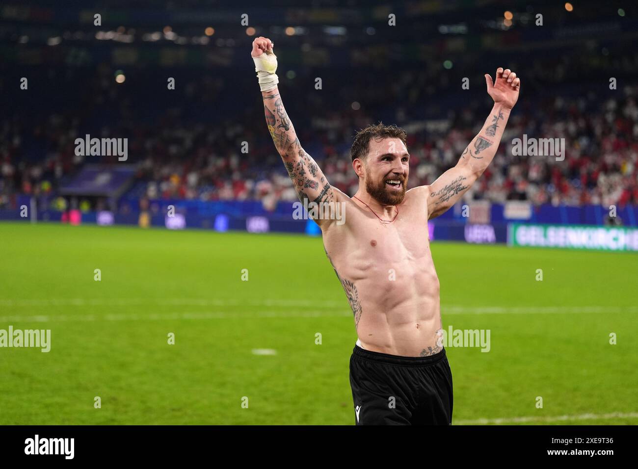 Georgia's Guram Kashia celebrates their side’s victory in the UEFA Euro ...