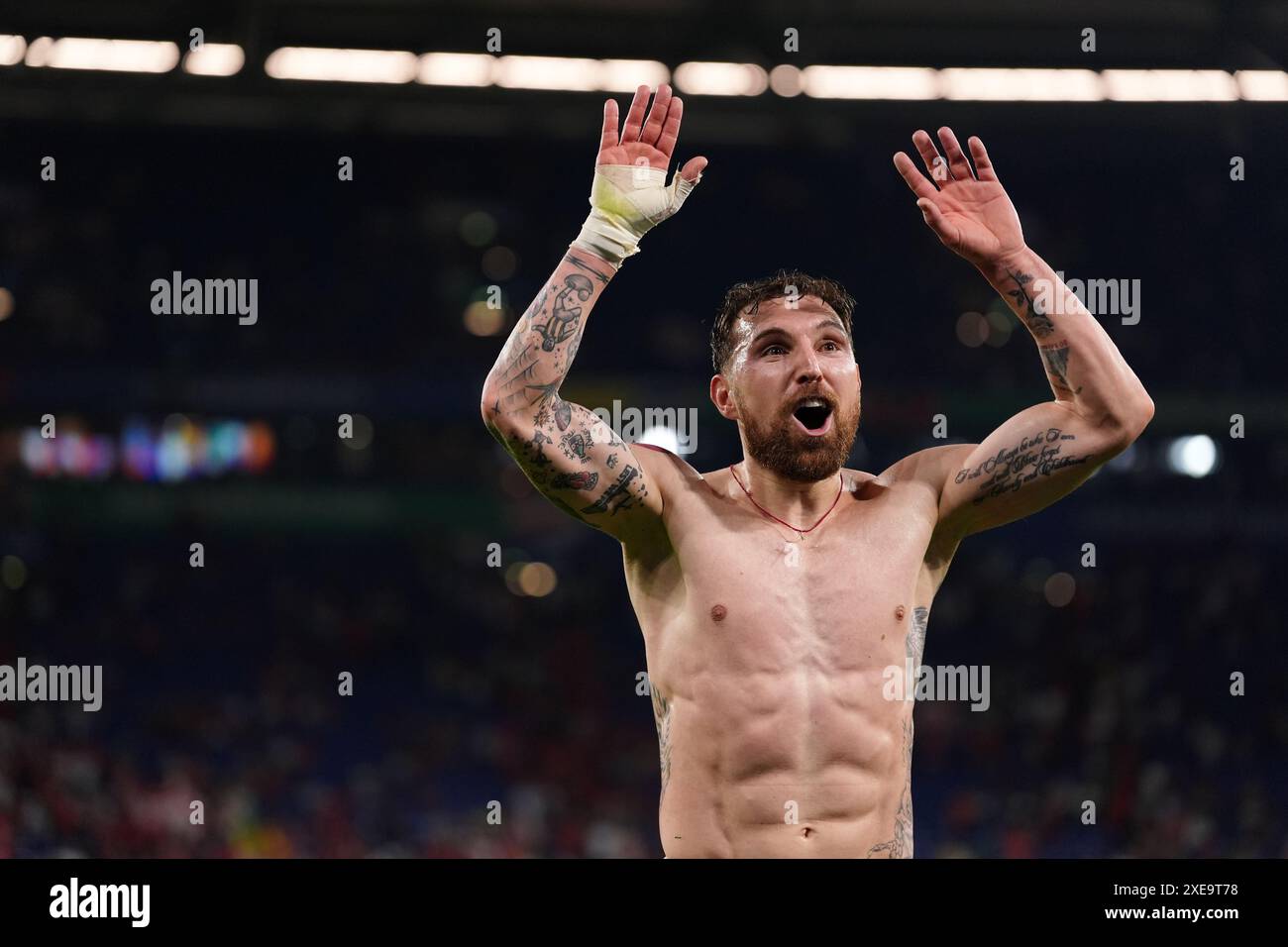 Georgia's Guram Kashia celebrates their side’s victory in the UEFA Euro ...