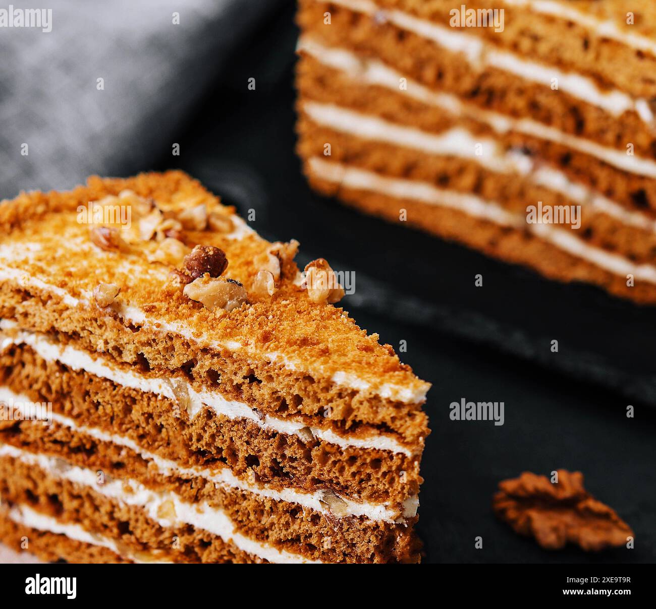 Slice layered cream cake hi-res stock photography and images - Alamy