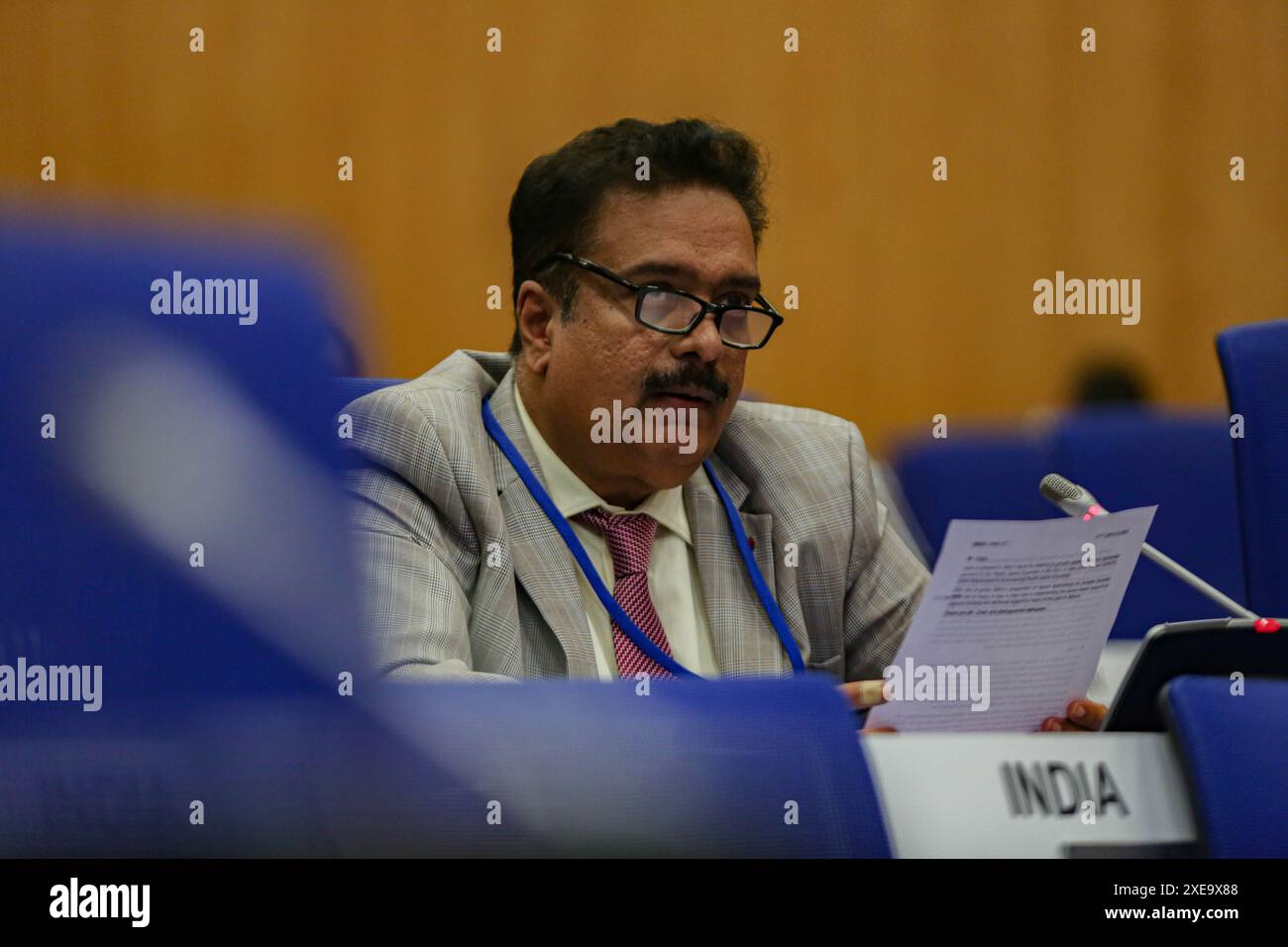 Vienna, Austria, Austria. 25th June, 2024. A delegate of India speaks ...