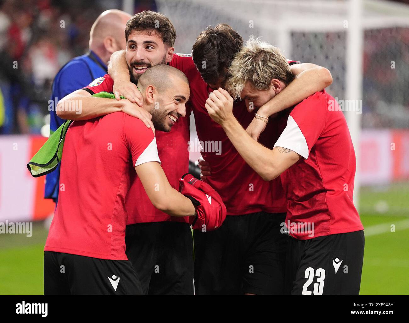 Georgia players celebrate their side’s victory in the UEFA Euro 2024 ...