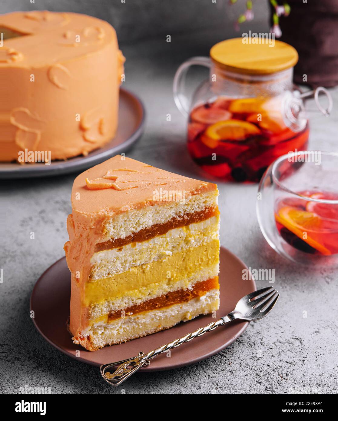 Delicious mango and passion fruit mousse cake Stock Photo - Alamy