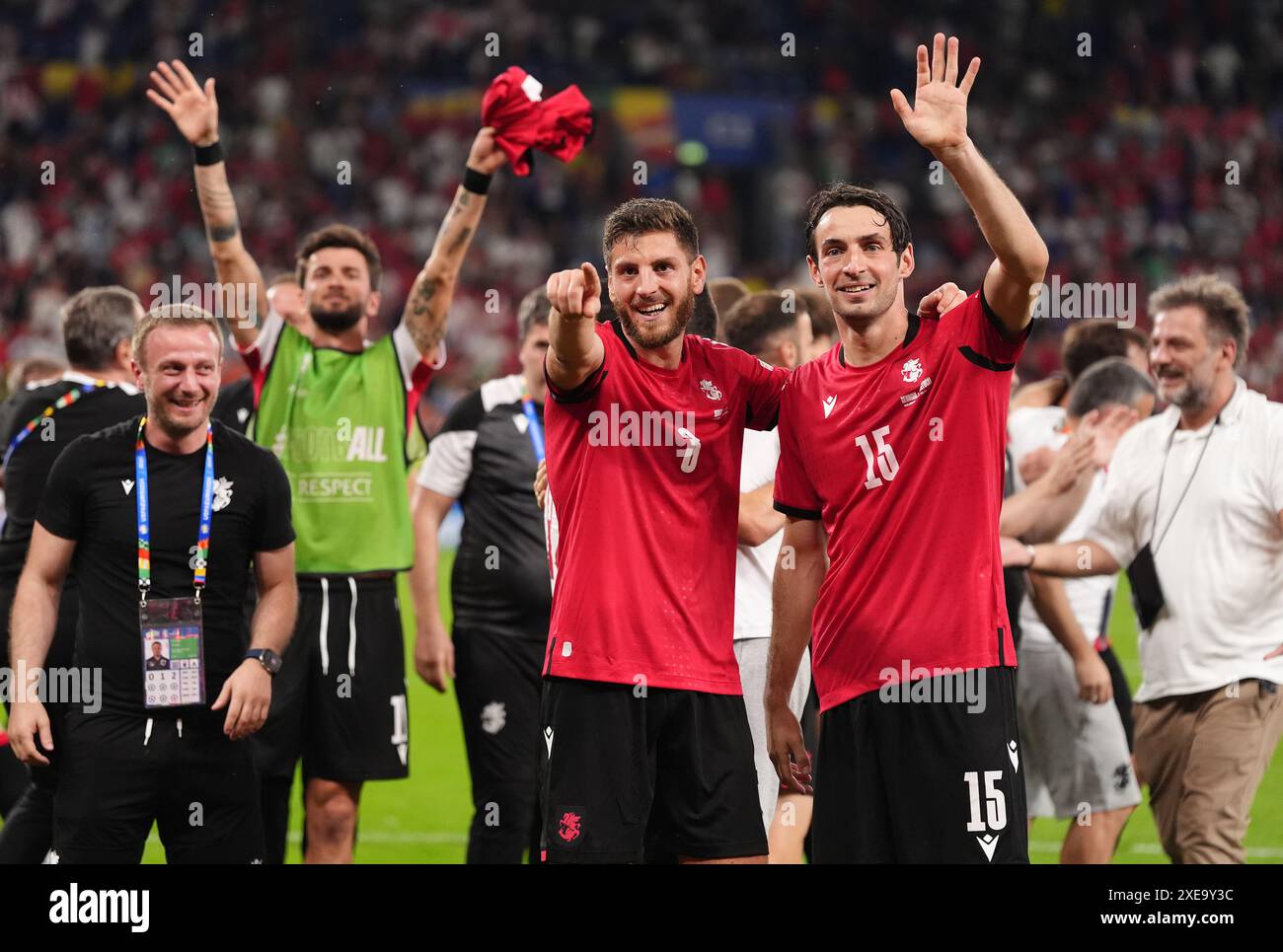 Georgia's Lasha Dvali celebrates with teammate Georgia’s Giorgi ...