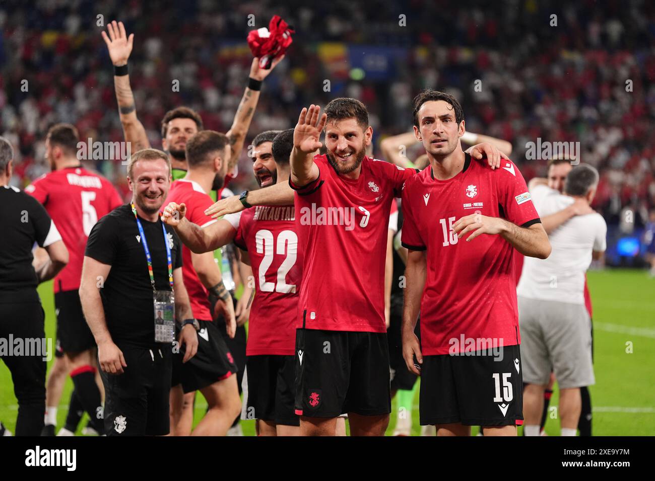 Georgia's Lasha Dvali celebrates with teammate Georgia’s Giorgi ...