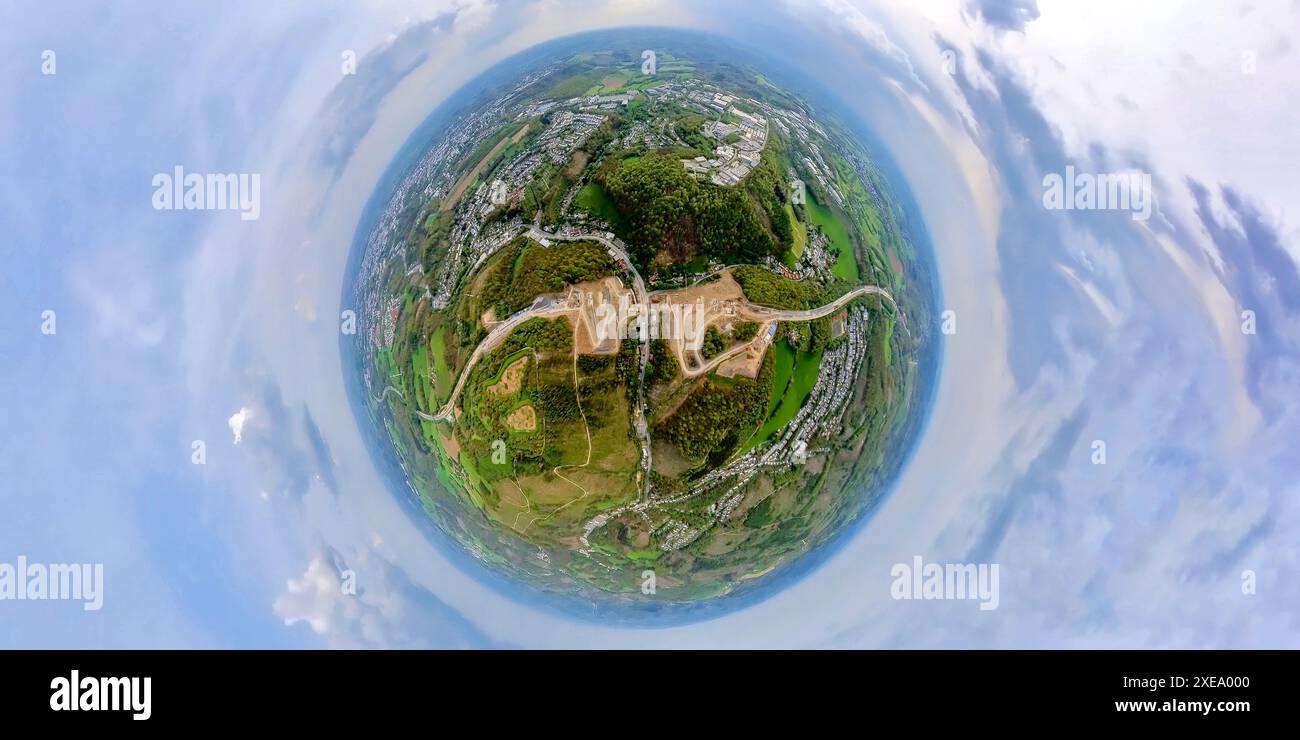 Aerial view of the Rahmede viaduct, construction site, closure of the ...