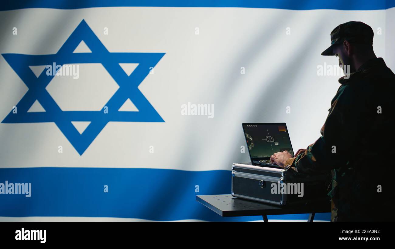 Israel Air Defense Forces early warning systems operator monitoring ...