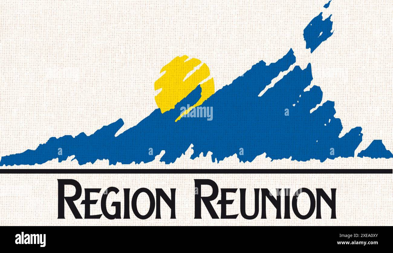 Flag of Reunion. Department of Reunion flag. Island country. Reunion ...