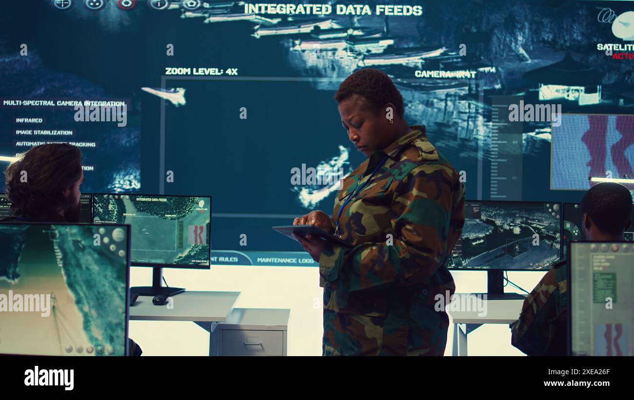 Female brigadier general conducing anti terrorism mission in military ...